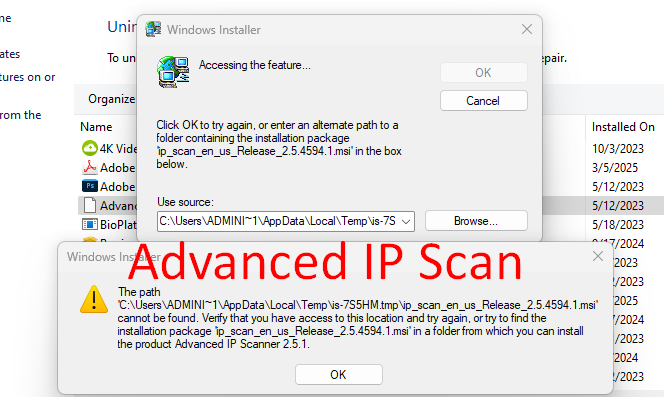 Cannot Uninstall Advanced IP Scanner from Control Panel - How To Kh